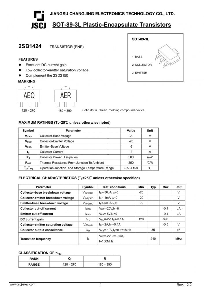 2SB1424 datasheet page 1