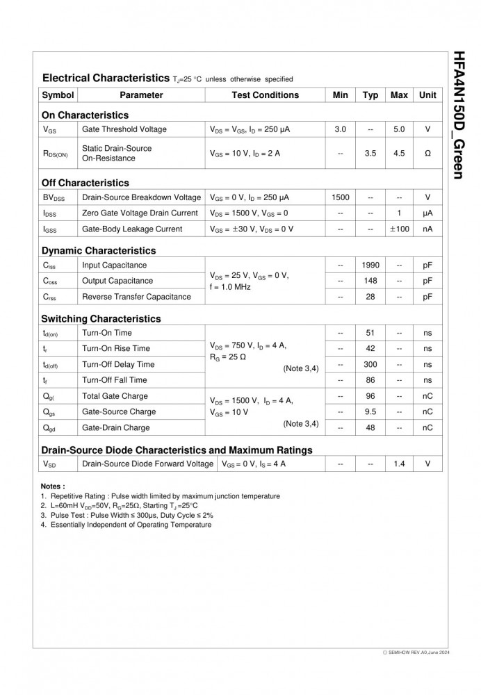 HFA4N150D datasheet page 2