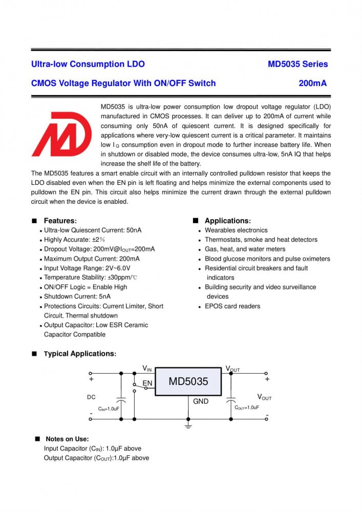 MD5035 datasheet page 1
