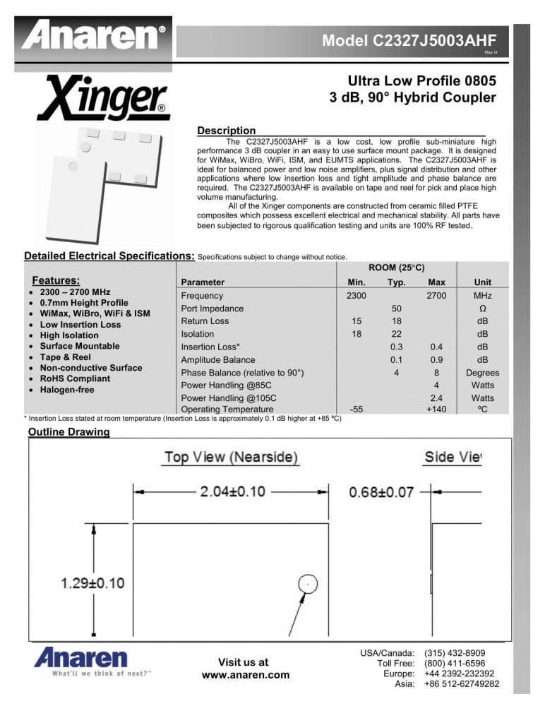 C2327J5003AHF datasheet page 1