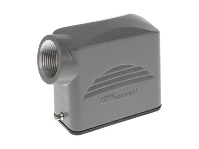 Heavy-Duty High Performance-Harsh Environment (HP-HE) Screw Locking Hood, Zinc Alloy, Top Entry, Size 24B «104x27», Pg21 Thread, Black