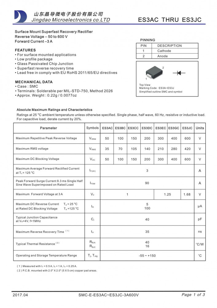 ES3AC datasheet page 1