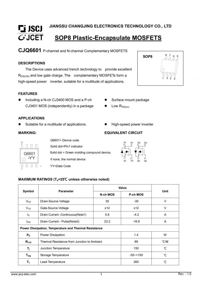 CJQ6601 datasheet page 1