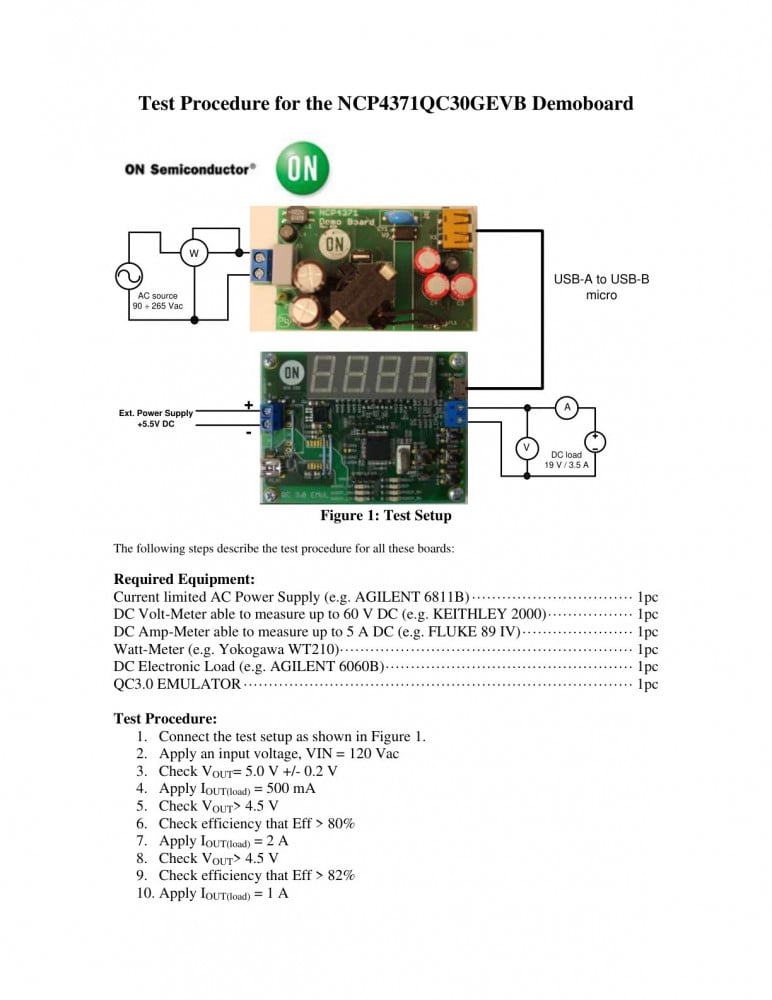 NCP4371QC30GEVB test procedure page 1