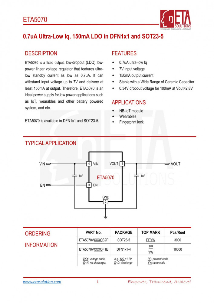 ETA5070 datasheet page 1