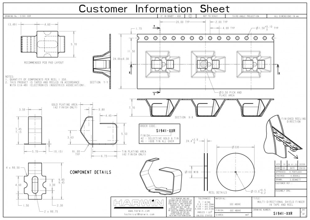 Harwin S1941-46R technical drawing page 1
