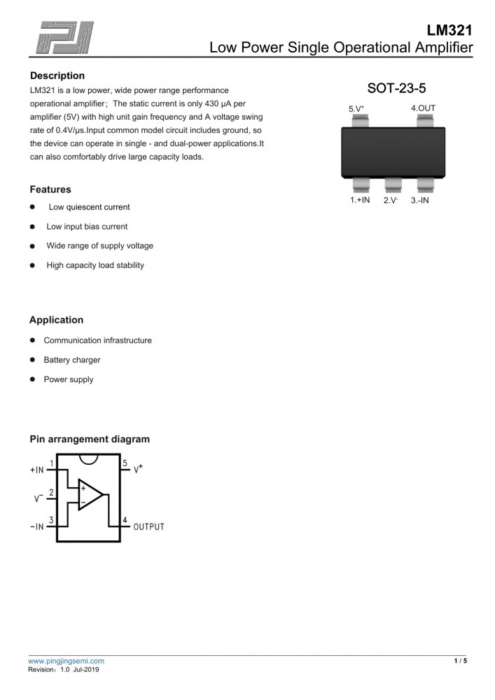 LM321 technical document page 1