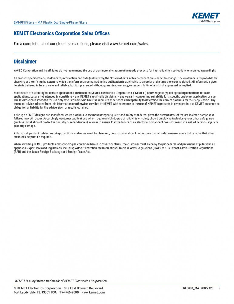 KEMET MA series datasheet page 6