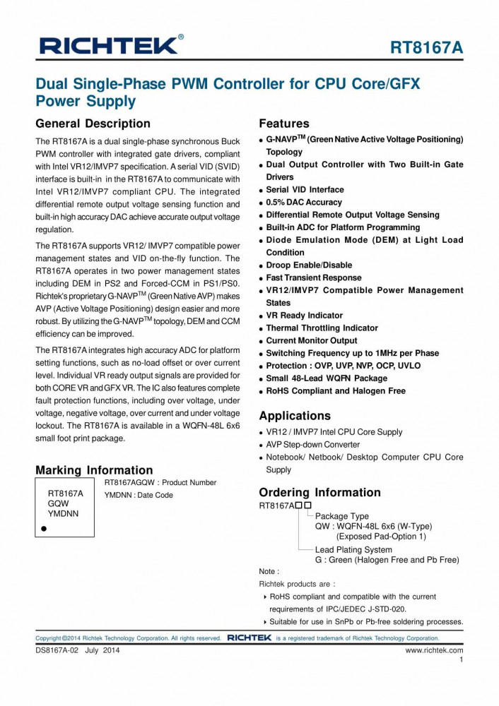 RT8167A datasheet page 1