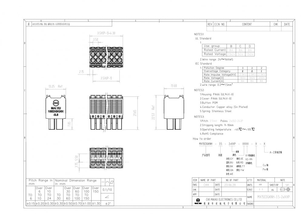 MX15EDGKNH-3.5-2*03P-GN01-Cu-A technical drawing