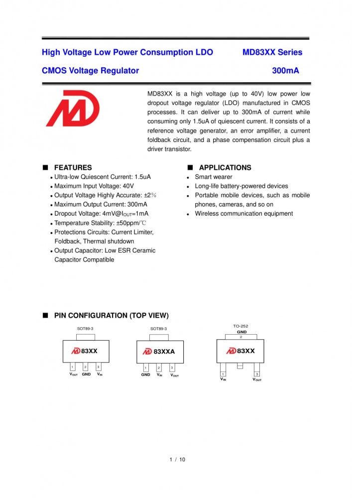 MD8312 datasheet page 1