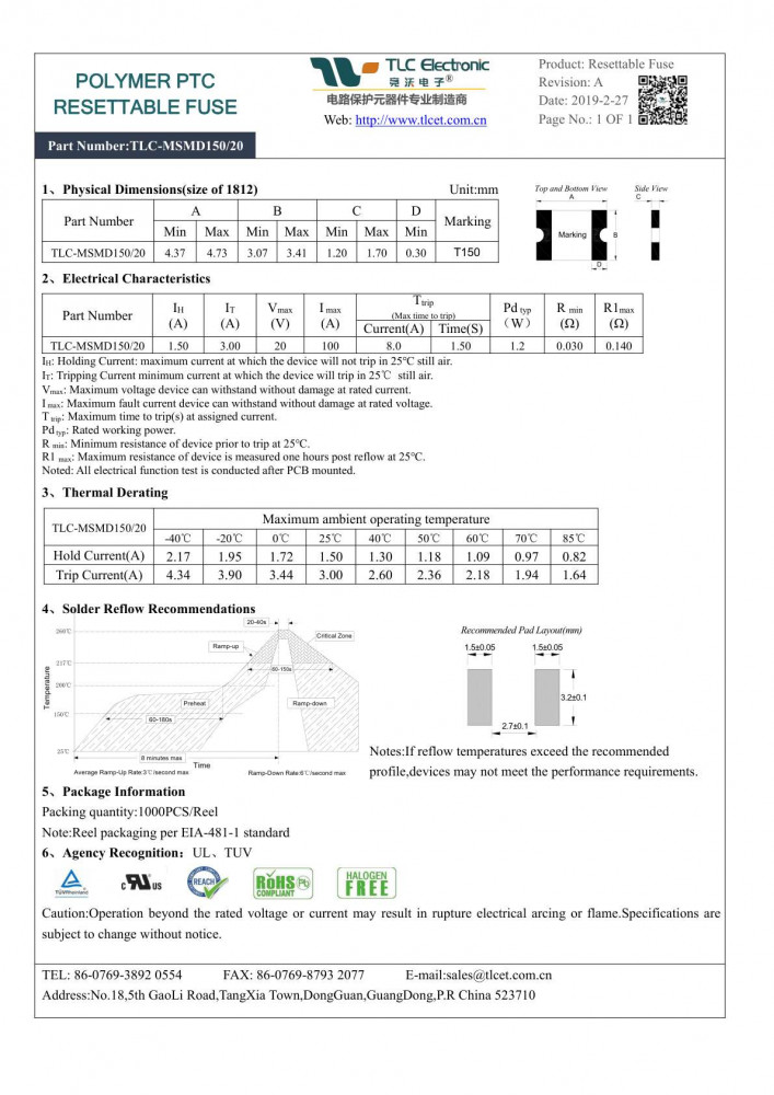 TLC-MSMD150/20 manufacturer datasheet page