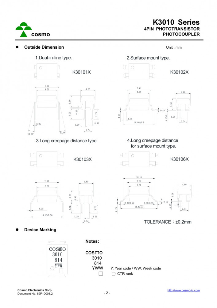 Cosmo K3010 datasheet page 2