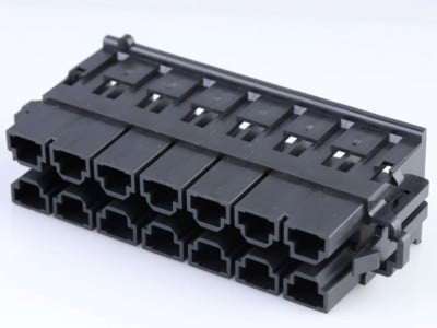 Mini-Fit Sr. Plug Housing, 10.00mm Pitch, Dual Row, Panel Mount, 12 Circuits, Black