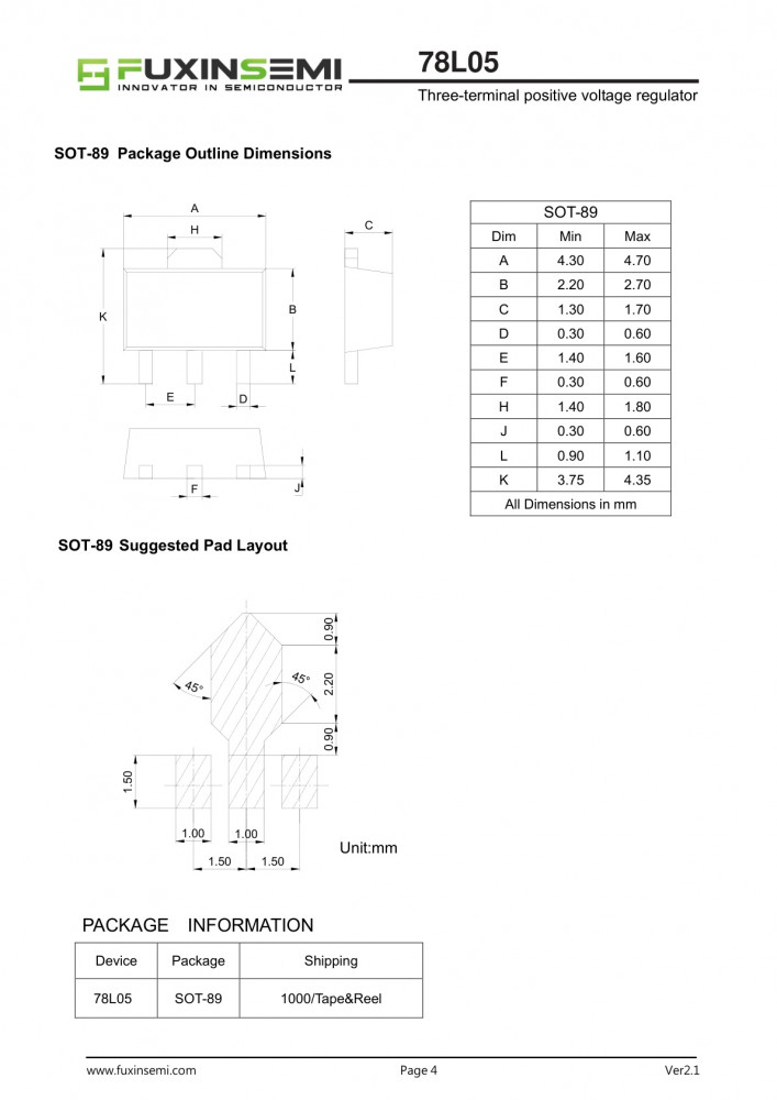 FUXINSEMI 78L05 datasheet page 4