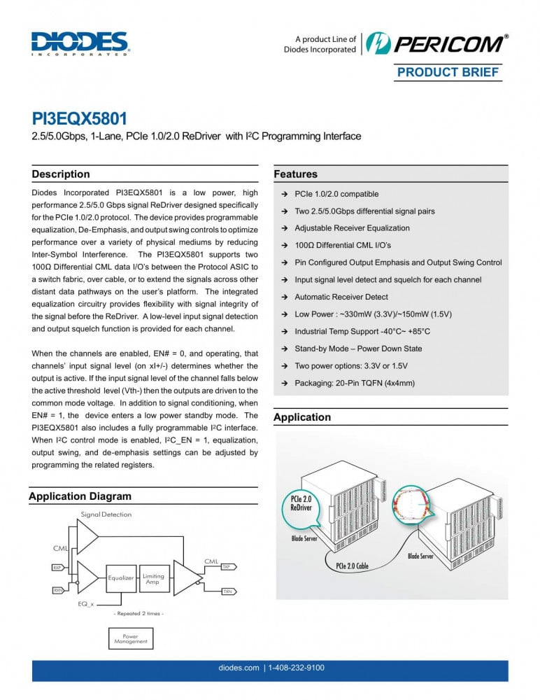 PI3EQX5801 technical document preview