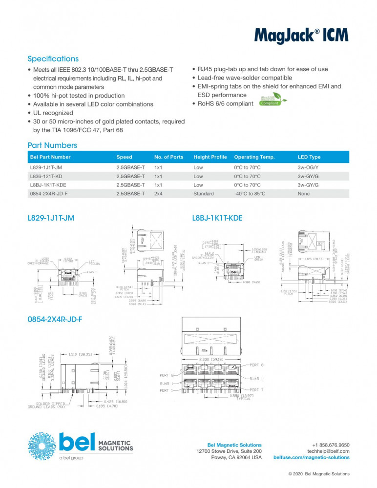 Bel Fuse 2.5GBASE-T MagJack ICM document page 2