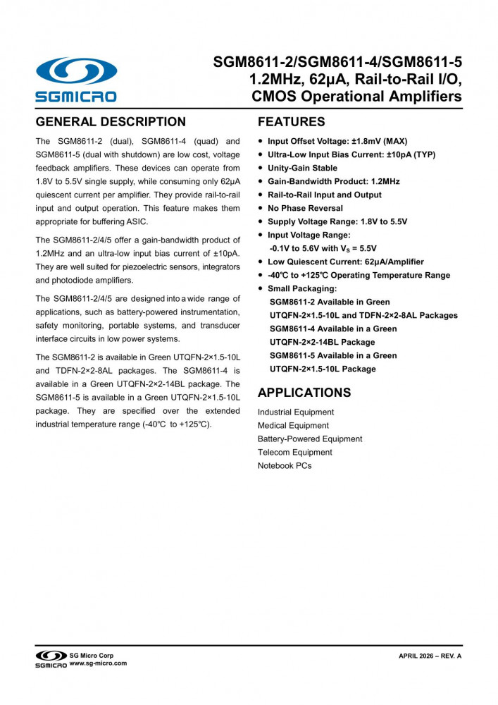 SGM8611-5 technical document page 1
