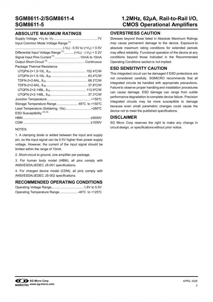 SGM8611-5 technical document page 3