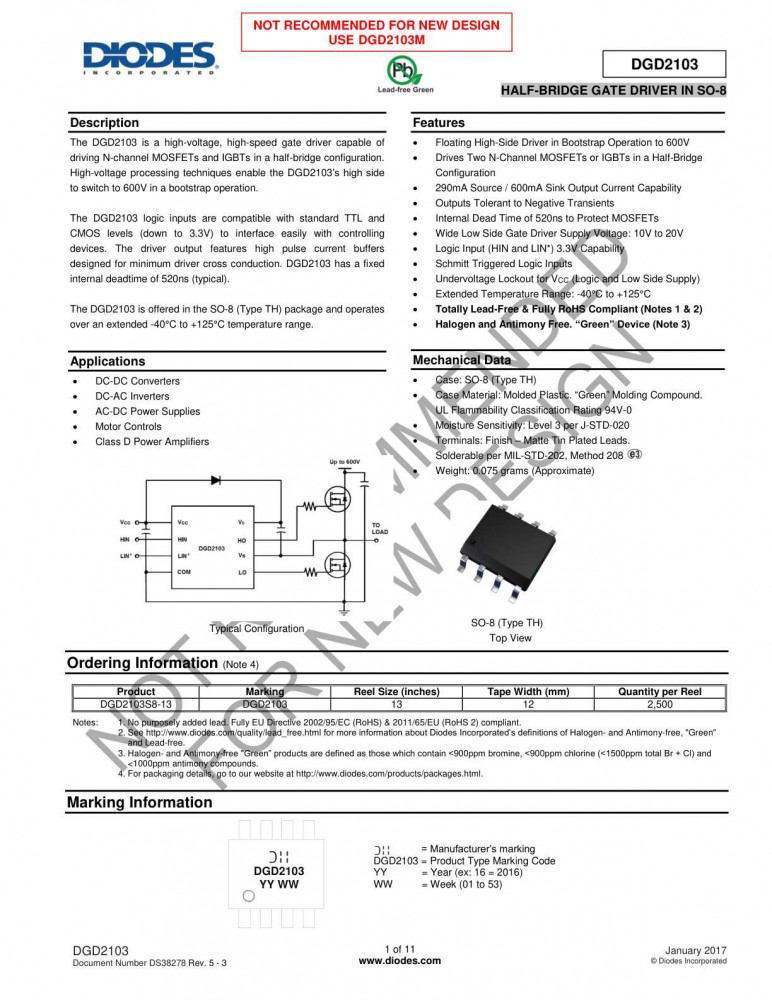 DGD2103 datasheet page 1