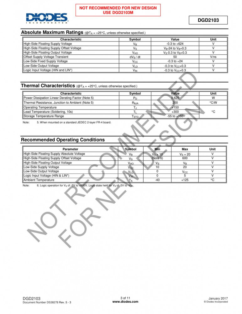 DGD2103 datasheet page 3