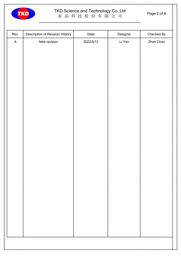 TKD XO specification page 2