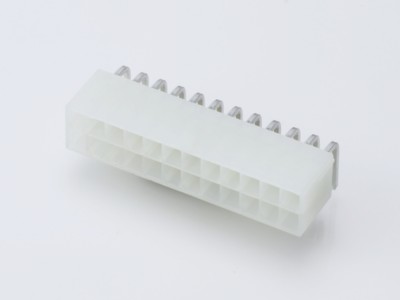 Mini-Fit Jr. Header, Dual Row, Right-Angle, with PCB Mounting Peg, 8 Circuits, LCP Housing, 94V-0, Matte Tin (Sn), Glow-Wire Capable