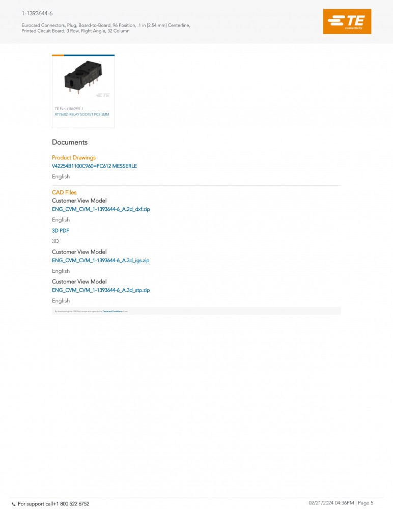 TE Connectivity 1-1393644-6 document page 5