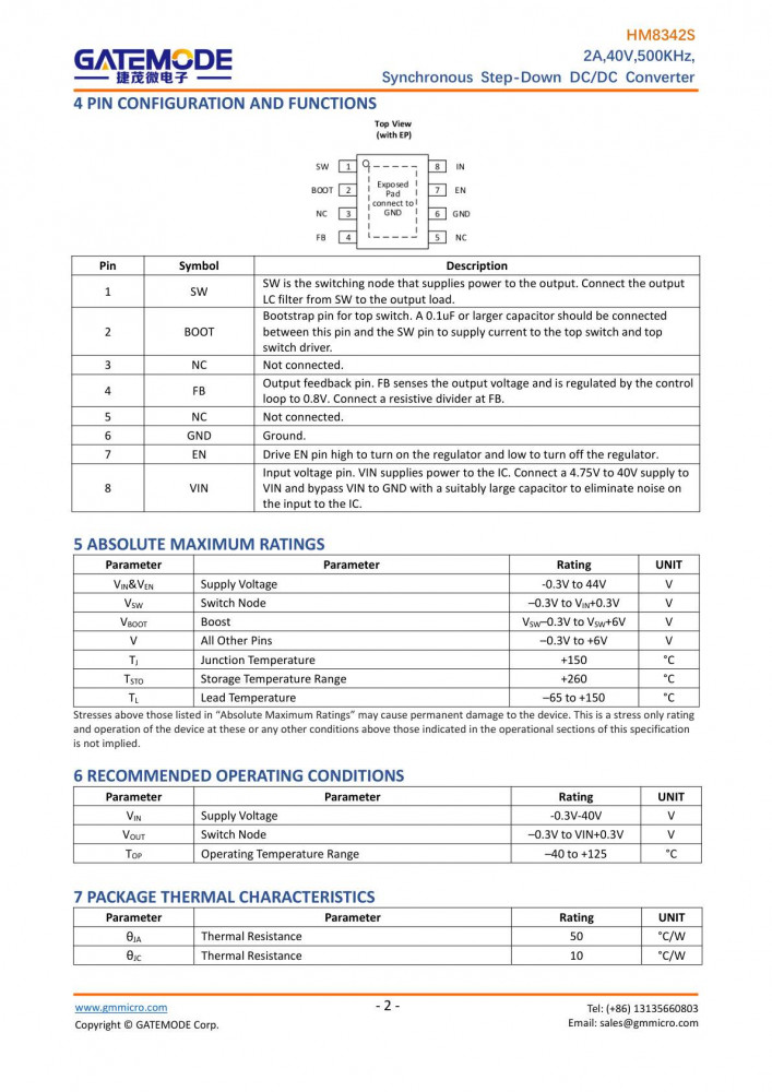 HM8342S datasheet page 2