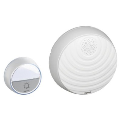Standard radio kit, wireless chime and doorbell, white, radio operating range 50m and 32 melodies
