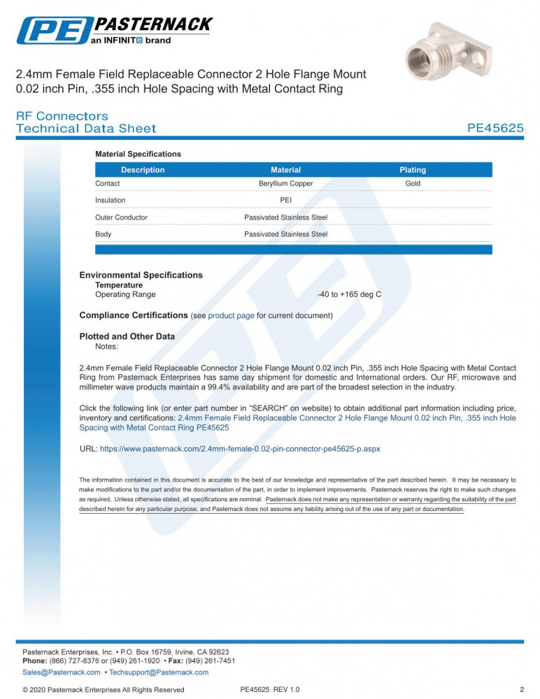 PE45625 technical datasheet page 2