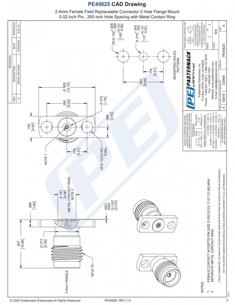 PE45625 technical datasheet page 3