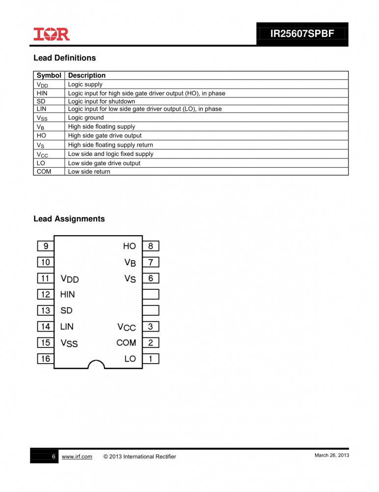 IR25607STRPBF technical document page 6