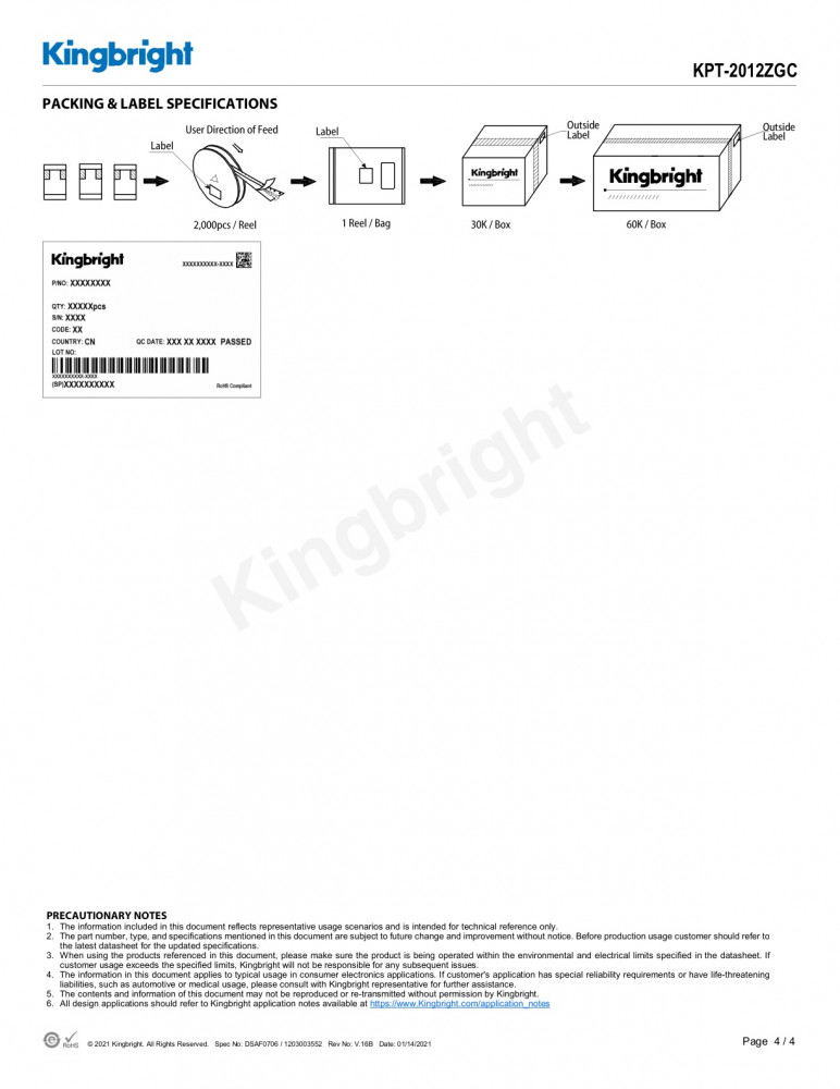 KPT-2012ZGC datasheet page 4