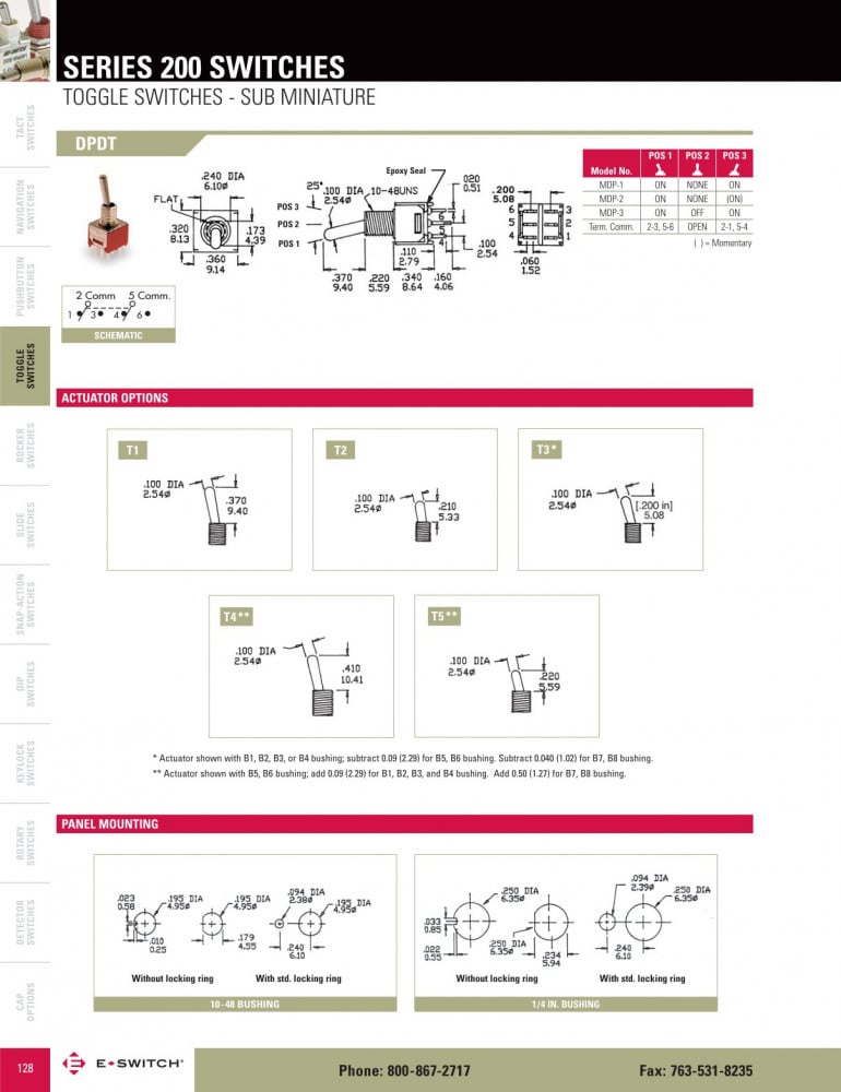 E-Switch Series 200 datasheet page 2