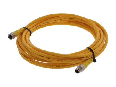 Nano-Change (M8) to Micro-Change (M12) Double-Ended Cordset, 3 Poles, Female (90°) to Male (Straight), 24 AWG, PUR Cable, 2.0m (6.56') Length