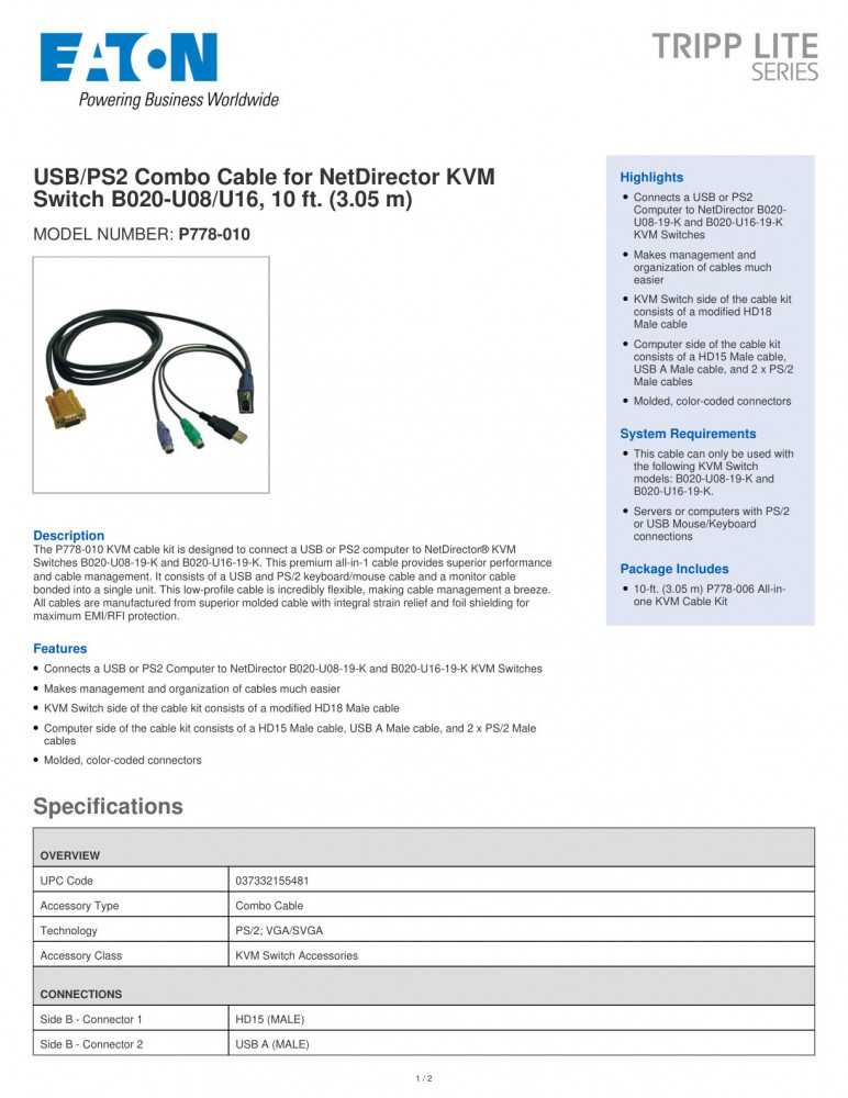 P778-010 technical document page 1
