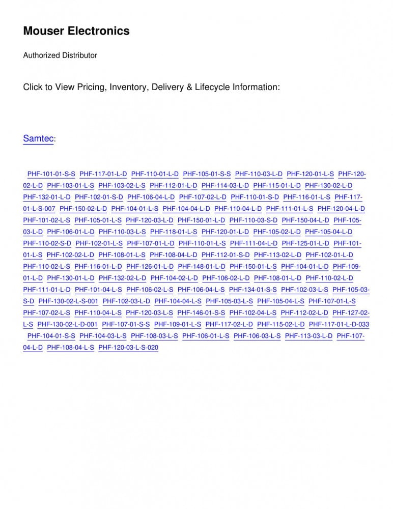 Samtec PHF PHT series technical document page 2