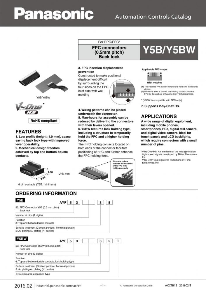 Panasonic AYF533865TA datasheet page 1