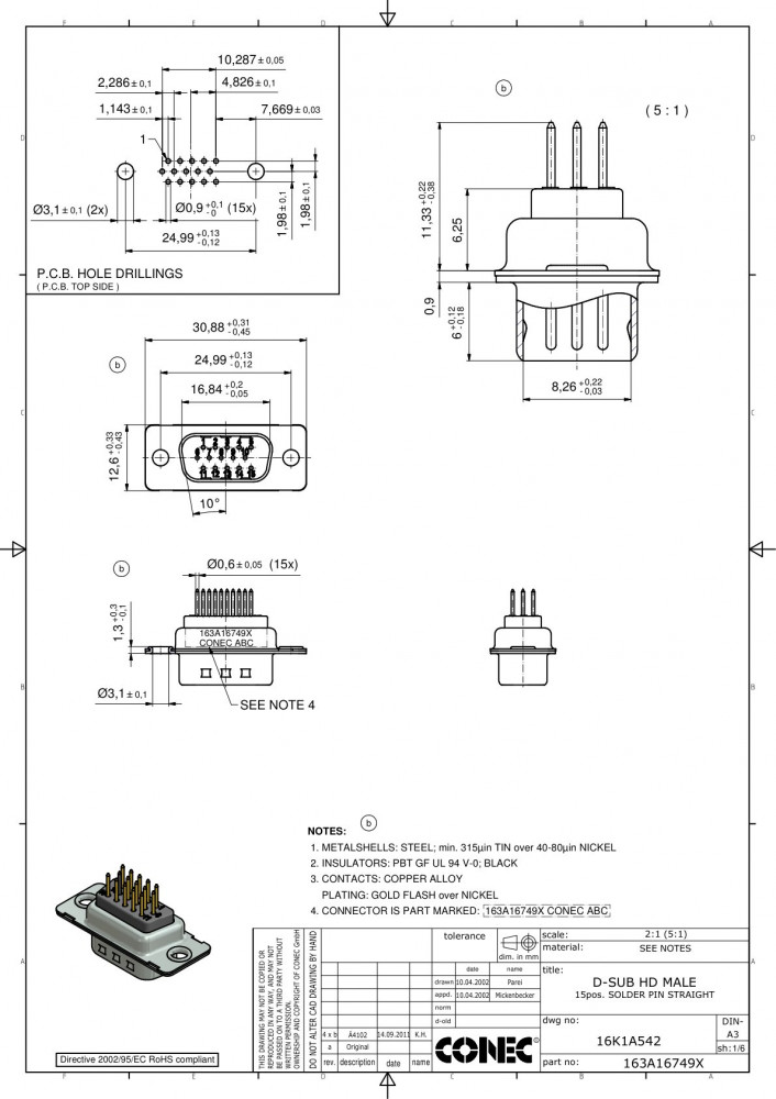 CONEC D-Sub HD drawing set, page 1