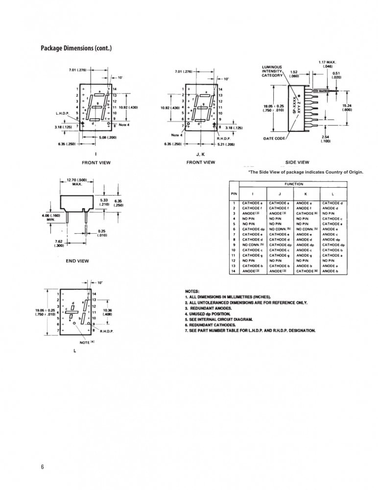 HDSP series datasheet page 6