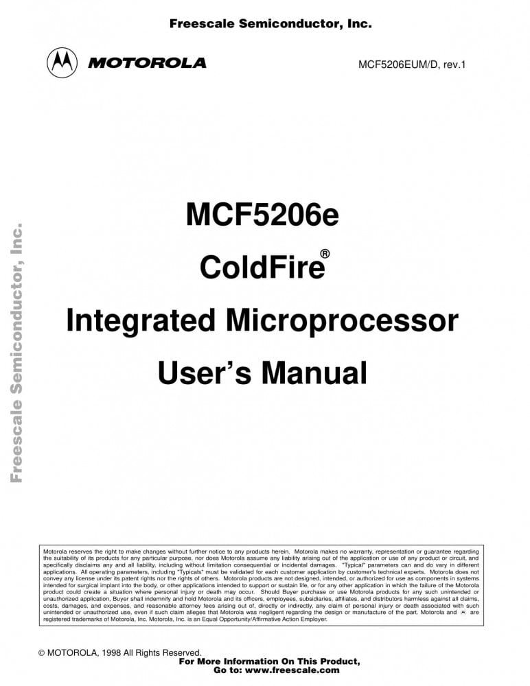 MCF5206e manual page 1