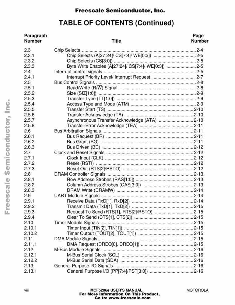 MCF5206e manual page 10