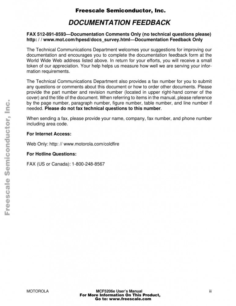 MCF5206e manual page 3