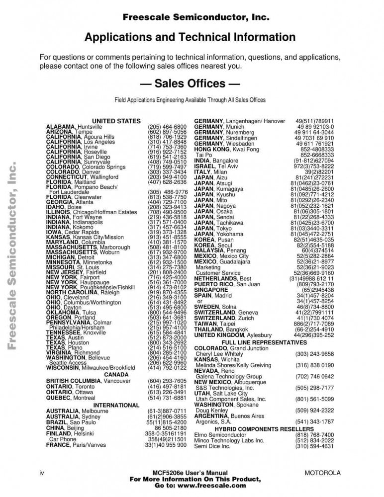 MCF5206e manual page 4