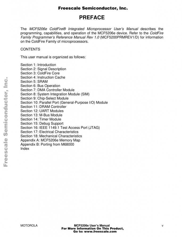 MCF5206e manual page 5