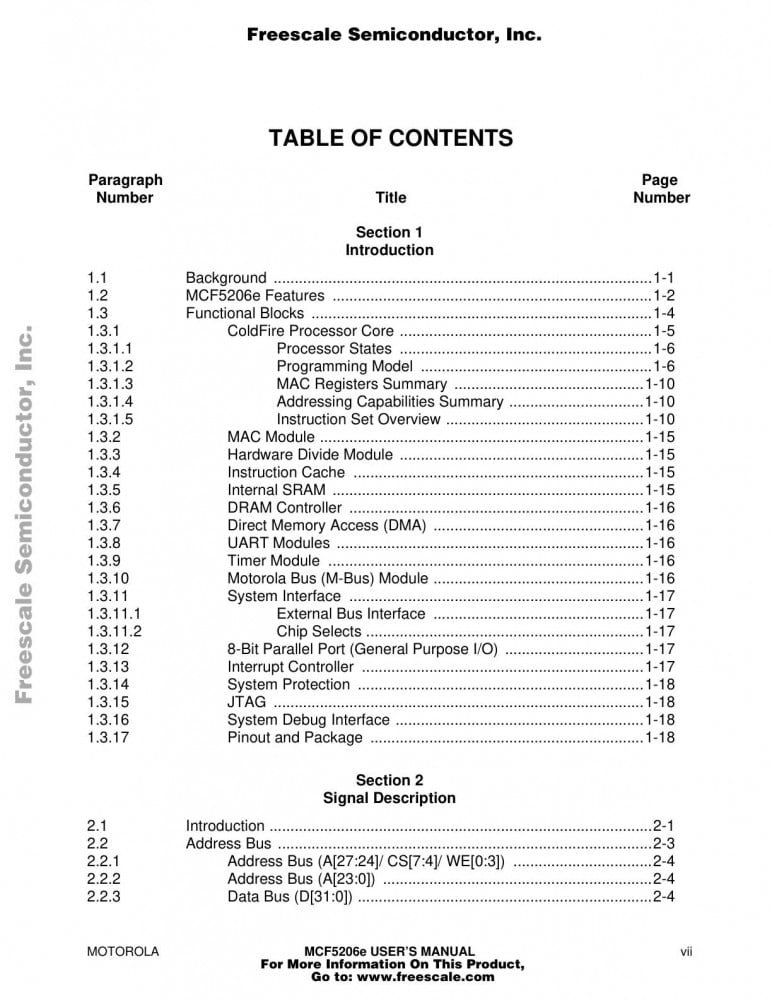 MCF5206e manual page 9