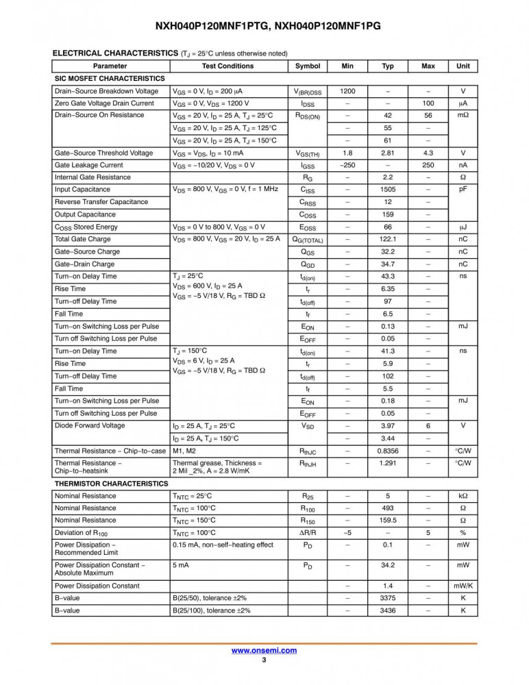 NXH040P120MNF1 datasheet page 3