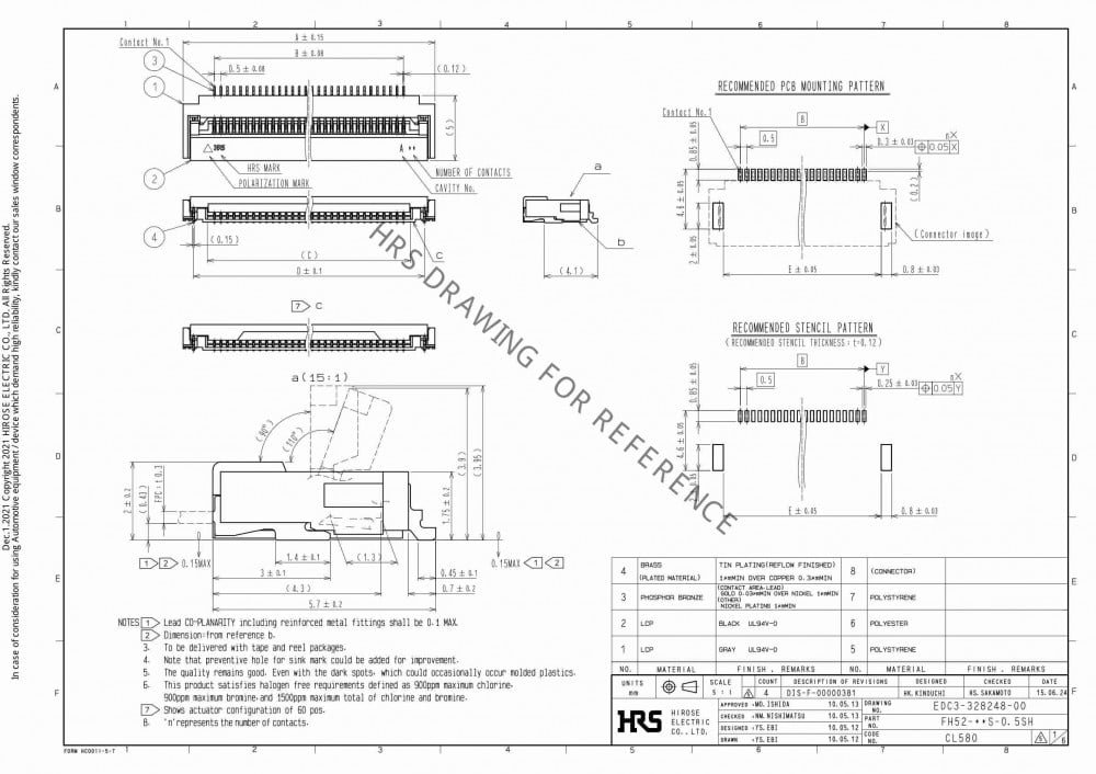HRS FH52 series technical drawing page 1