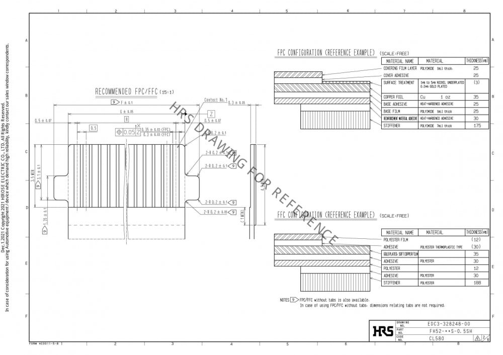 HRS FH52 series technical drawing page 2